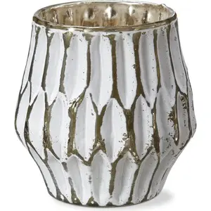 TAG Aria Glass Tealight Candle Holder Decorative Centerpiece - White