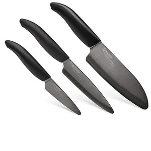 KYOCERA Advanced Ceramics 3 Piece Revolution Series Knife Set With Blades - Black
