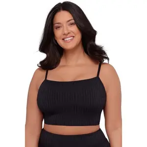 S3 APPAREL Ribbed Squareneck Midkini Top - Onyx Black