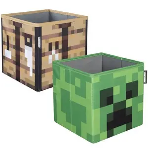 MINECRAFT Fabric Storage Boxes 2 Piece Creeper & Crafting Table