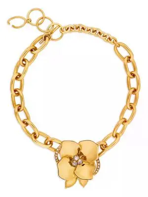 Oscar De La Renta Flower Chain Necklace - Gold