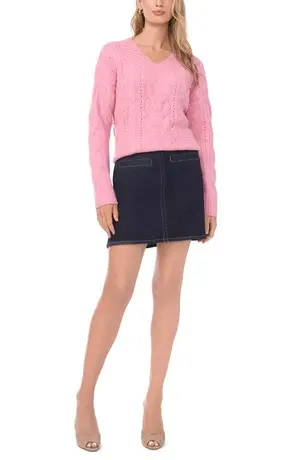 Vince Camuto Cable Stitch V-neck Sweater