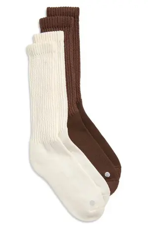 Zella 2-pack Scrunch Crew Socks - Brown Quartz