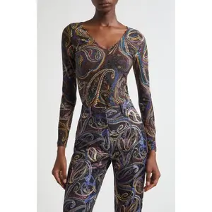 Etro Metallic Paisley Jersey Top