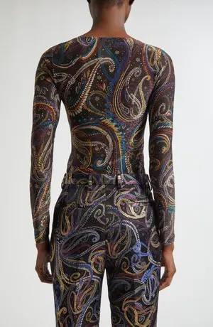 Etro Metallic Paisley Jersey Top