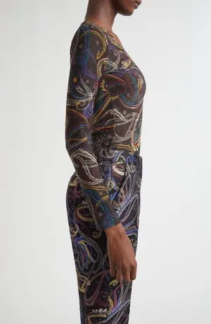 Etro Metallic Paisley Jersey Top