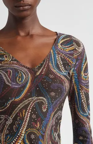 Etro Metallic Paisley Jersey Top