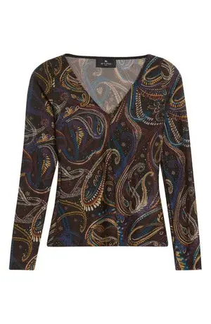 Etro Metallic Paisley Jersey Top