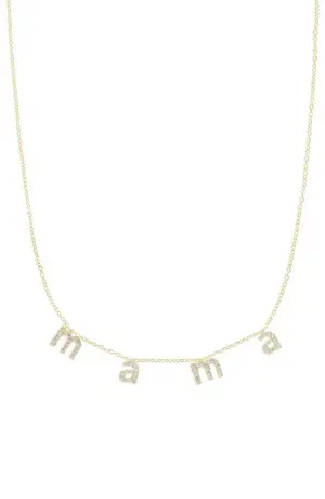 THE SIS KISS Lowercase Mama Necklace - Gold W/crystals