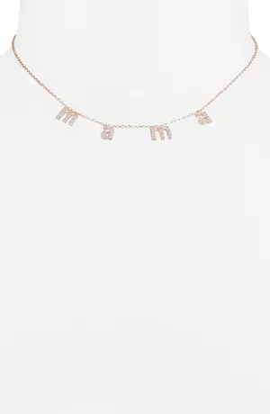 THE SIS KISS Lowercase Mama Necklace - Rose Gold W/crystals