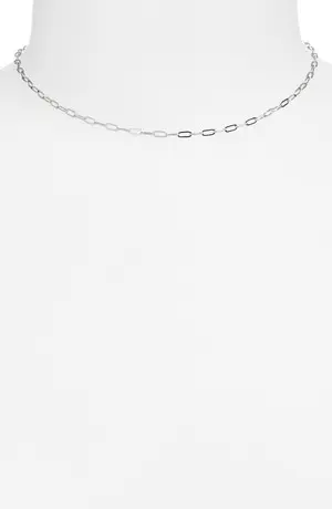 THE SIS KISS Mini Paperclip Chain Necklace - Silver