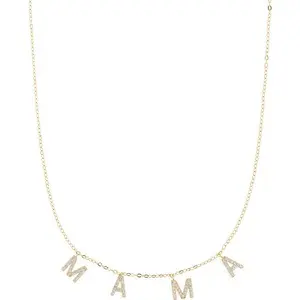 THE SIS KISS Mama Charm Chain Necklace - Gold W/crystals