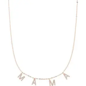 THE SIS KISS Mama Charm Chain Necklace - Rose Gold W/crystals