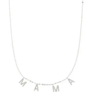 THE SIS KISS Mama Charm Chain Necklace - Silver W/ Crystals
