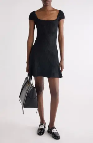Givenchy Cap Sleeve Knit Fit & Flare Dress