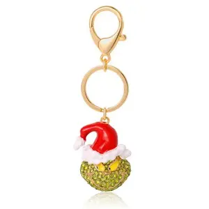 DR. SEUSS The Grinch Crystal Keychain With Santa Hat
