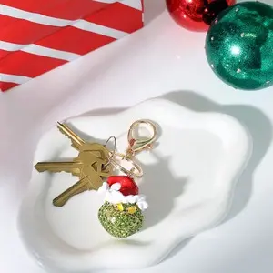 DR. SEUSS The Grinch Crystal Keychain With Santa Hat