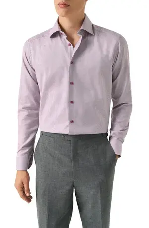 Eton Slim Fit Houndstooth Button-up Shirt - Medium Red