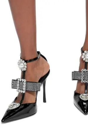 Kurt Geiger Bow Embellished Gladiator Pumps - Black