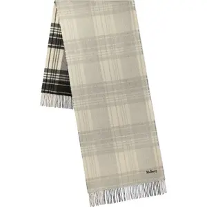 Mulberry Large Reversible Heritage Check Scarf Eggshell-black
