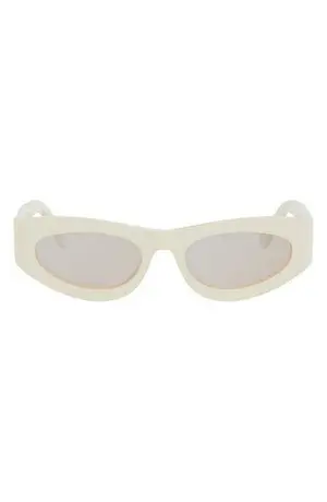 Fendi Ff Diamonds 51mm Oval Sunglasses - Ivory/brown Mirror