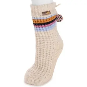 MUK LUKS Waffle Cottage Crew Socks - Vanilla