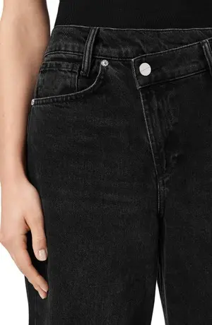 ALLSAINTS Aki Crossover Wide Leg Jeans - Washed Black