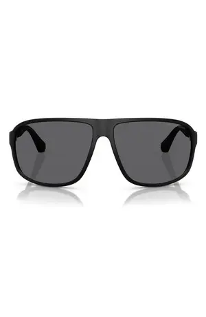 Emporio Armani 64mm Polarized Square Sunglasses - Matte Black/grey Polar