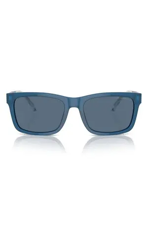 Emporio Armani 57mm Rectangular Sunglasses - Shiny Opaline Blue/dark Blue