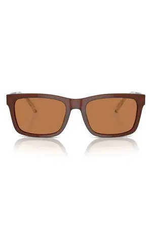 Emporio Armani 57mm Rectangular Sunglasses - Shiny Opaline Brown/brown