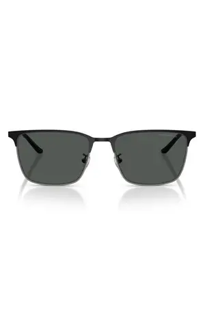 Emporio Armani 57mm Rectangular Full Rim Sunglasses - Gunmetal/black/grey