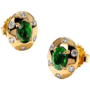 MARK HENRY Aurum Oval Cut Stud Earrings With And Diamond - Emerald