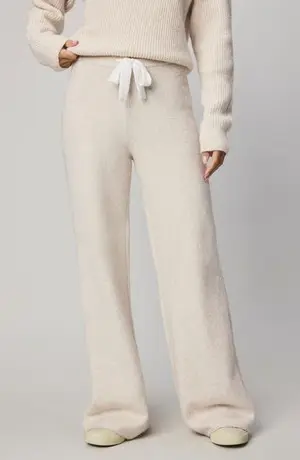 Splendid Ribbed Side Sweater Pants - Pale Oak Heather White