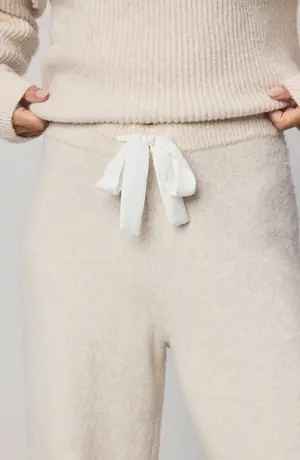 Splendid Ribbed Side Sweater Pants - Pale Oak Heather White