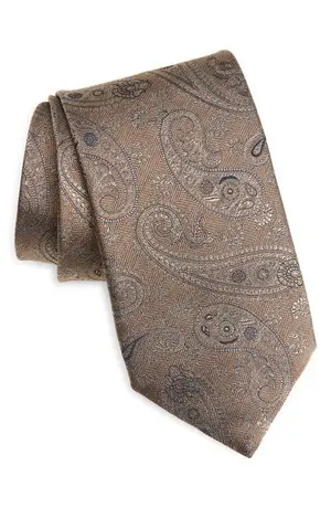 Canali Paisley Silk Tie - Beige