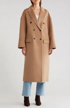 Long Wool Blend Double Breasted Coats