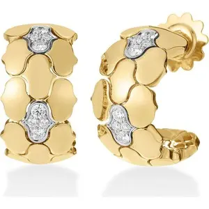 Roberto Coin Cobra Diamond Hoop Earrings In 18k Gold - Yellow
