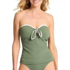 Tommy Bahama Island Cays Cabbana Piqué Upf 50+ Tankini Top - Tea Leaf