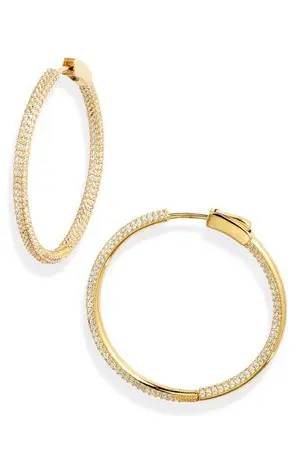 Nordstrom Crystal Pavé Hoop Earrings - Clear- Gold