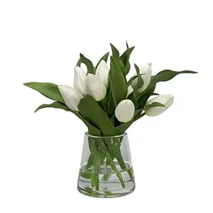 WINWARD HOME Tulip In Vase - White/green