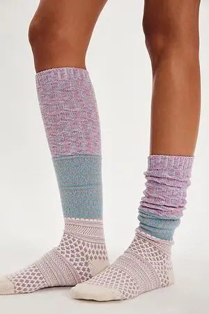 Free People Tonal Marled Knee-high Socks - Grey Combo