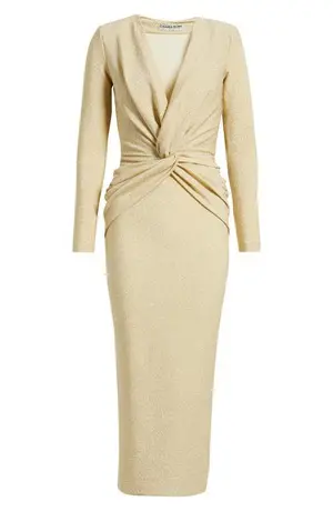chiara boni gold dress Chiara Boni La Petite Robe Otsu One-Shoulder Shimmer Jersey Gown, Bright Gold, Women's, 14, One-Shoulder Gowns