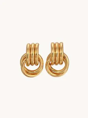 HEAVEN MAYHEM Mini Knot Door Knocker Earrings Gold
