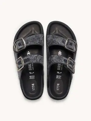 BIRKENSTOCK Arizona Velvet Sandals - Black