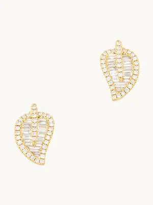 ANITA KO 18k Yellow Gold Leaf Stud Earrings - Yellow Gold,white Diamonds