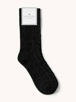 PETITE PLUME Cashmere Crew Socks - Black