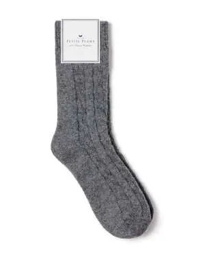 PETITE PLUME Cashmere Crew Socks - Black
