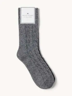 PETITE PLUME Cashmere Crew Socks - Black