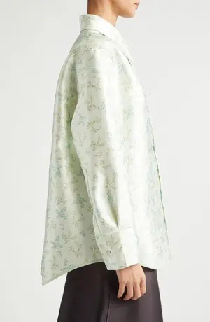 JIL SANDER Floral Print Satin Shirt
