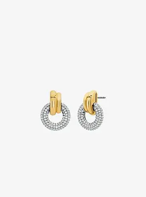 Michael Kors Pavé Interlocking Hoop Earrings - Silver